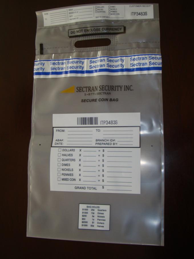 Customized Cash Tamper Evident Security Bags / Bank Deposit Bags